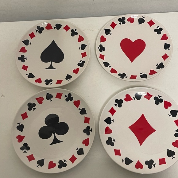 Luminarc | Games | Set Of 4 Luminarc Card Playing Themed Salad Plates ...